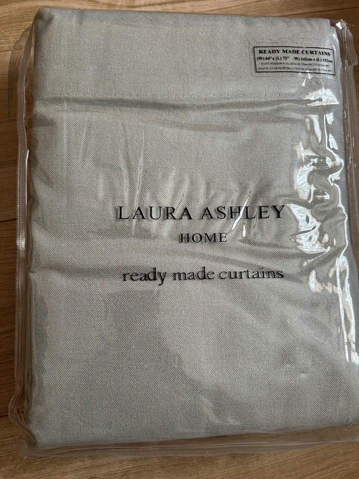 Laura Ashley Lynton Steel Fully Lined Pencil Pleat Curtains W64” L72 ...