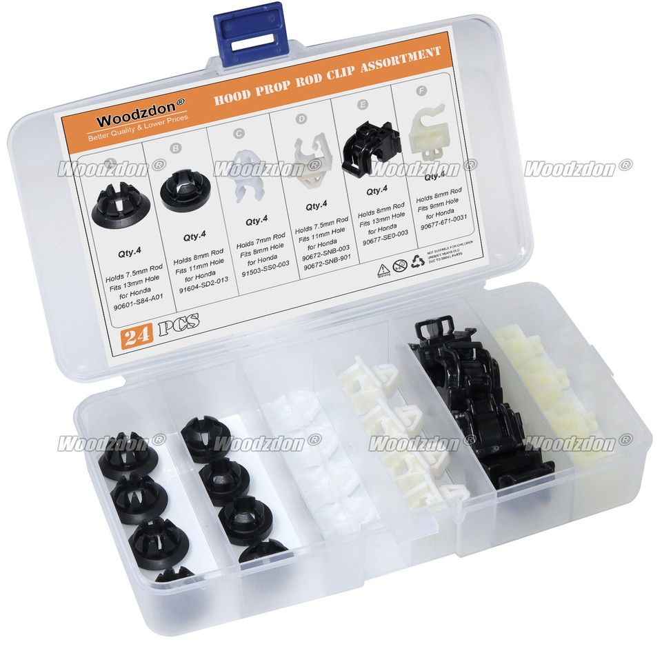 24pcs Car Support Hood Prop Rod Holder Clips & Grommet Assortment Kit ...