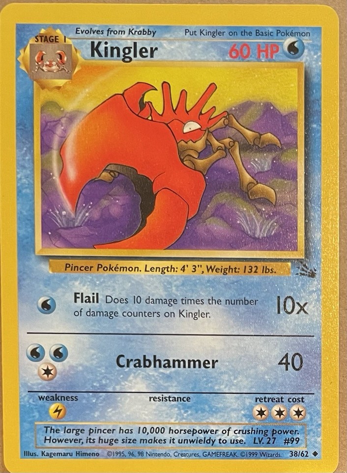 Pokemon Full Evolution Krabby (51) to Kingler (38) FOSSIL Collection ...