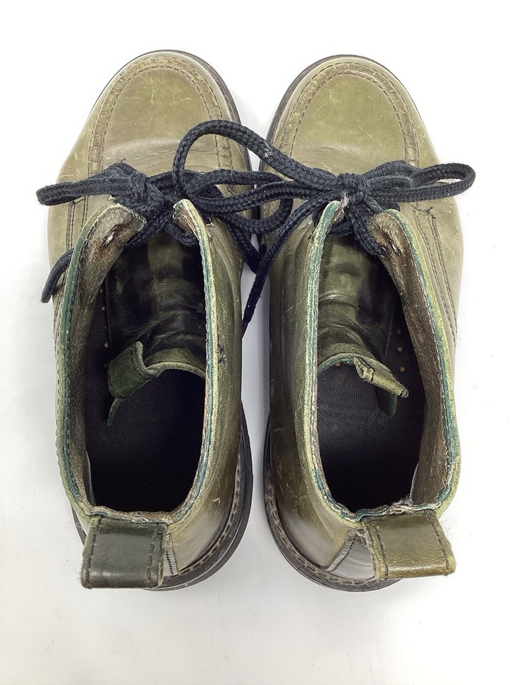 Vintage Green Leather Work Boots Men’s 9 Goodyear Aquatred Soles ...