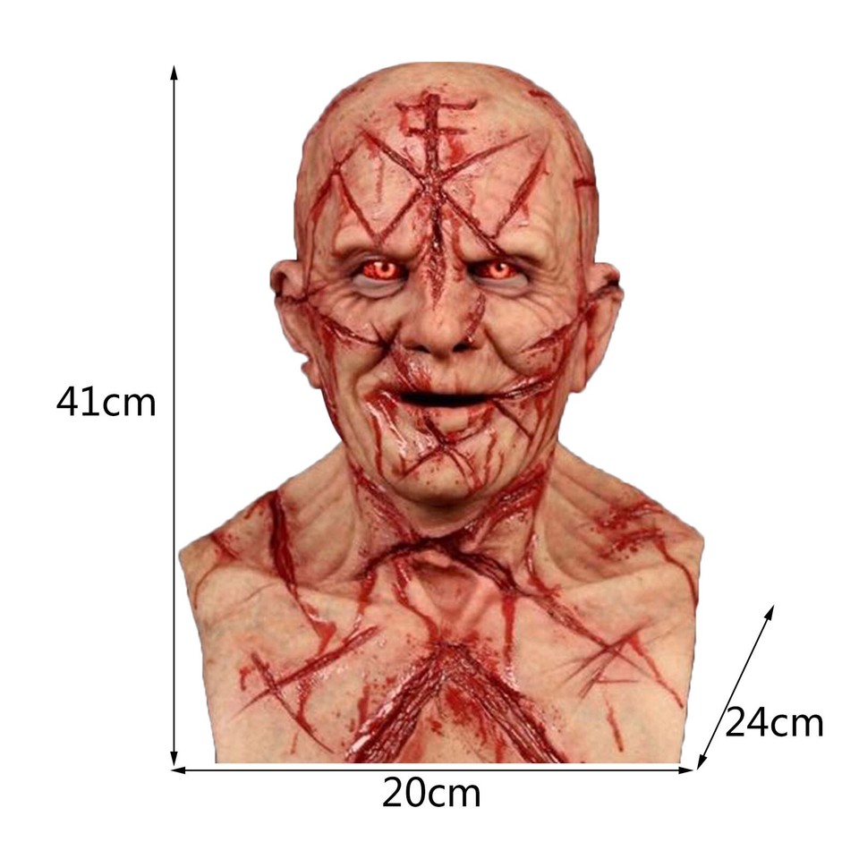 Realistic Zombie Mask Halloween Bloody Full Head Face Mask Horror Masks ...