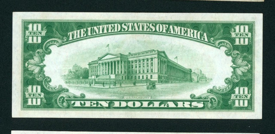 $10 1934 (AU) LGS LIME ((LIGHT GREEN SEAL)) Federal Reserve Note ...