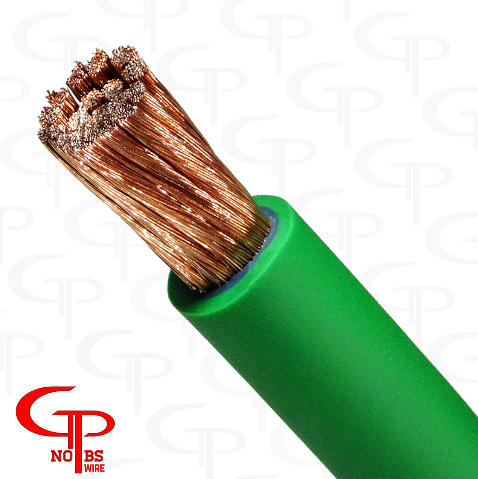 20 ft TRUE AWG 1/0 Gauge OFC COPPER Power Wire GREEN Ground Cable GP ...