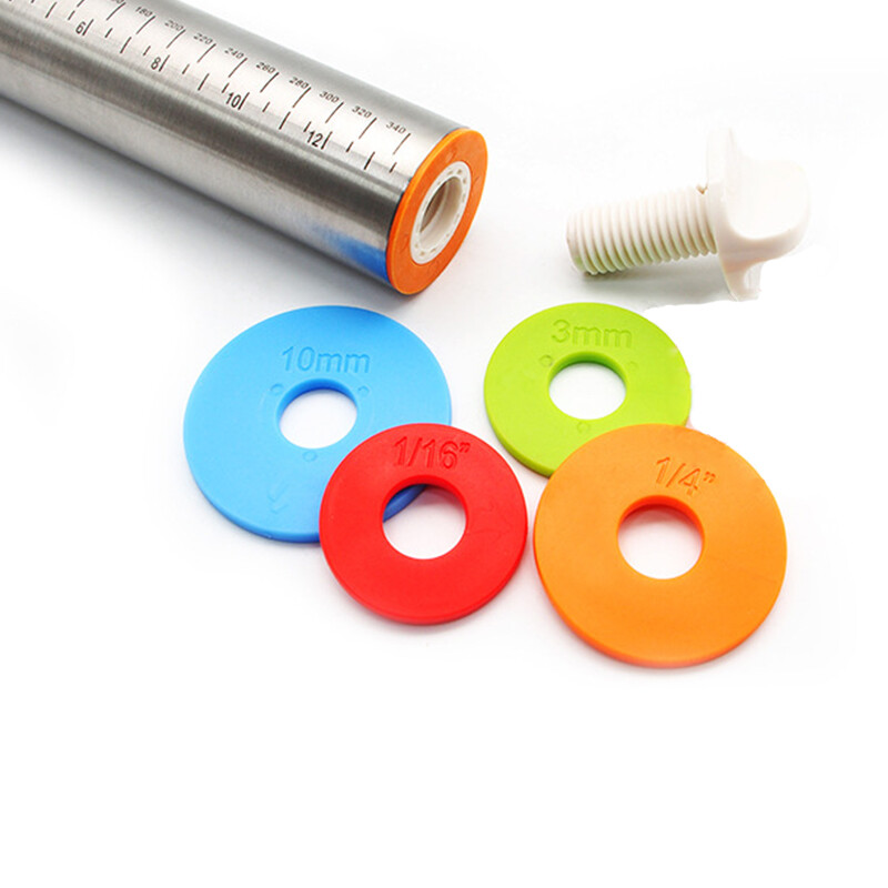 NEW 17'' Adjustable Stainless Steel Rolling Pin Dough Roller & 4 ...