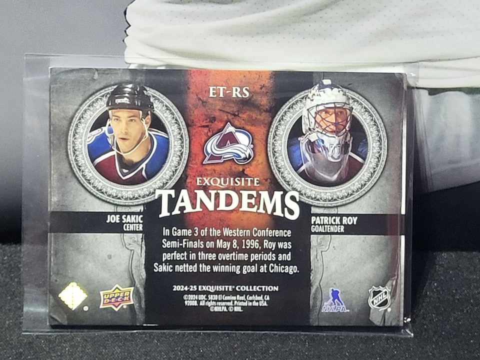 2024-25 Exquisite Collection Exquisite Tandems Joe Sakic Patrick Roy ...