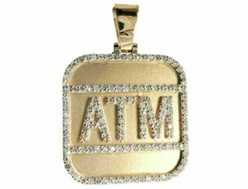 2.10 Ct Round Simulated Diamond ATM Pendant Free Pendant 14K Yellow ...
