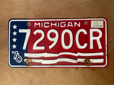 1976 1978 Michigan License Plate Bicentennial # 7290 CR | eBay