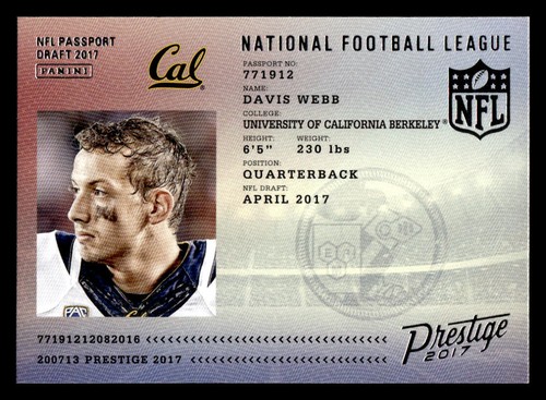 2017 Panini Prestige #3 Davis Webb NFL Passport card | eBay