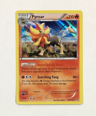 Pokemon PYROAR Card 20/106 Holo Rare XY Flashfire NM Near Mint English ...