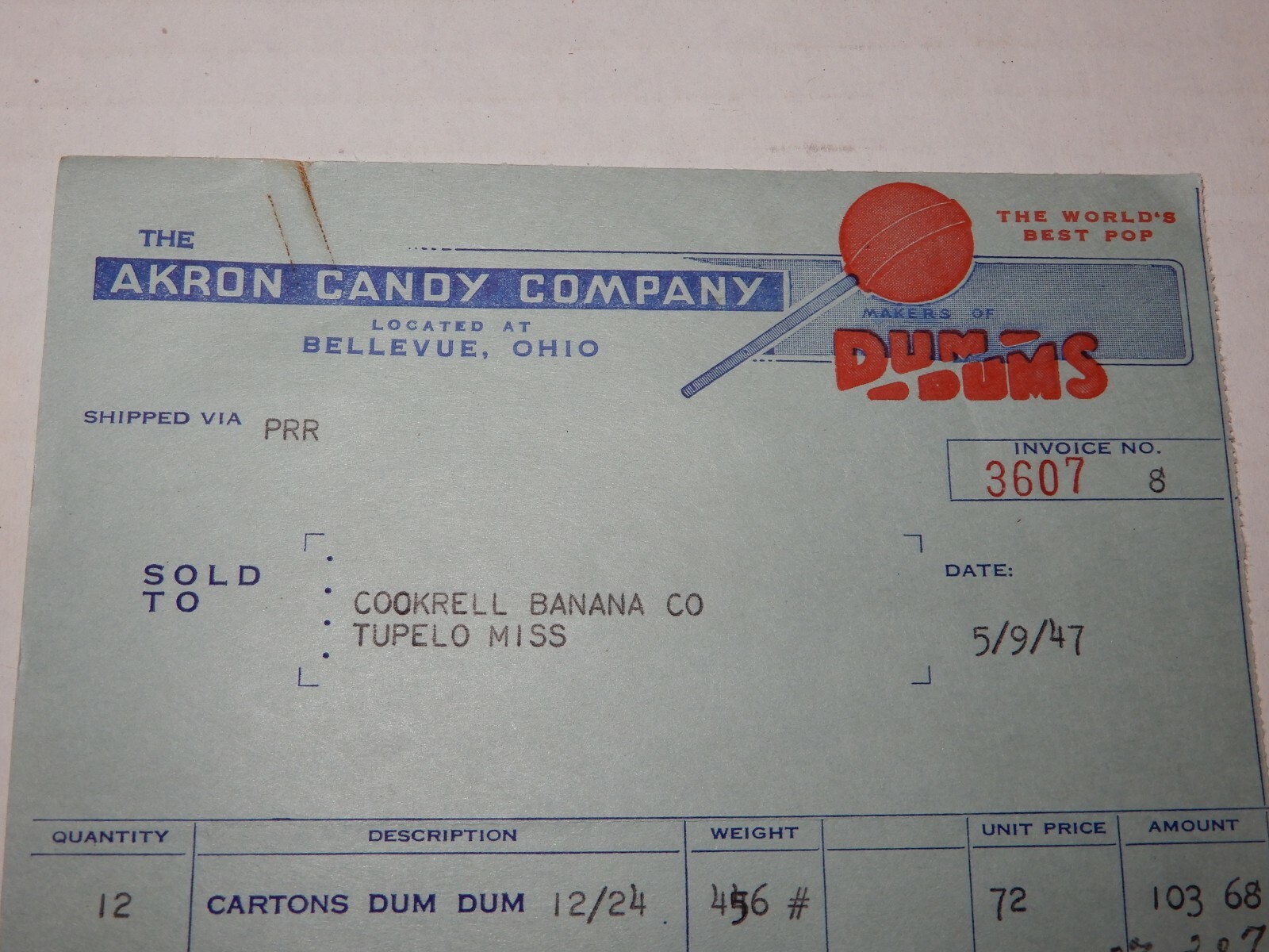 Vintage 1947 Akron Candy Company Dum Dums Advertising Sales Receipt | eBay