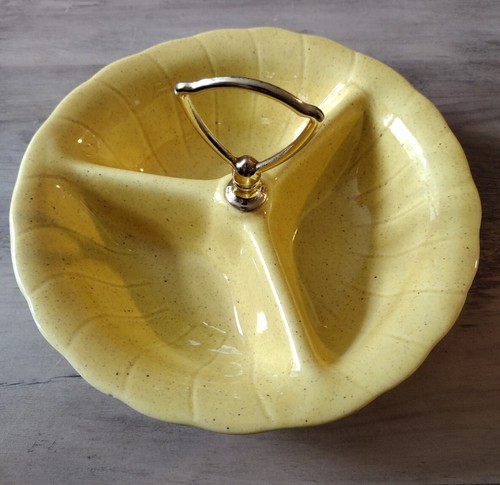 Vintage 1960 Yellow Lane & Co Van Nuys California Divided Dish With ...