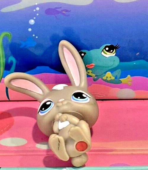 LITTLEST PET SHOP LPS AUTHENTIC GREY & WHITE LOP EAR BUNNY RABBIT #14 ...