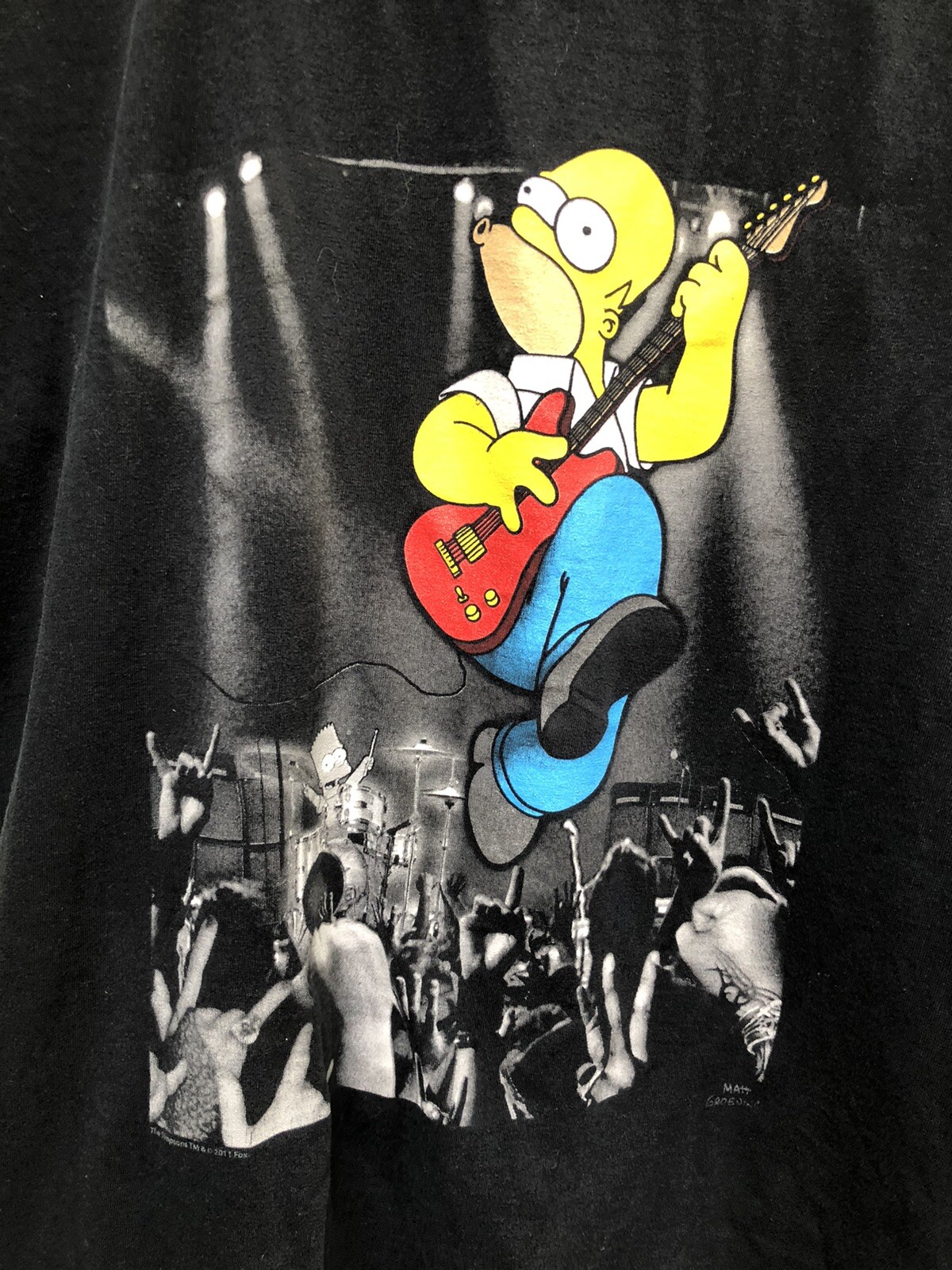 homer & bart simpson tshirt Rock & roll Black Retro T… - Gem