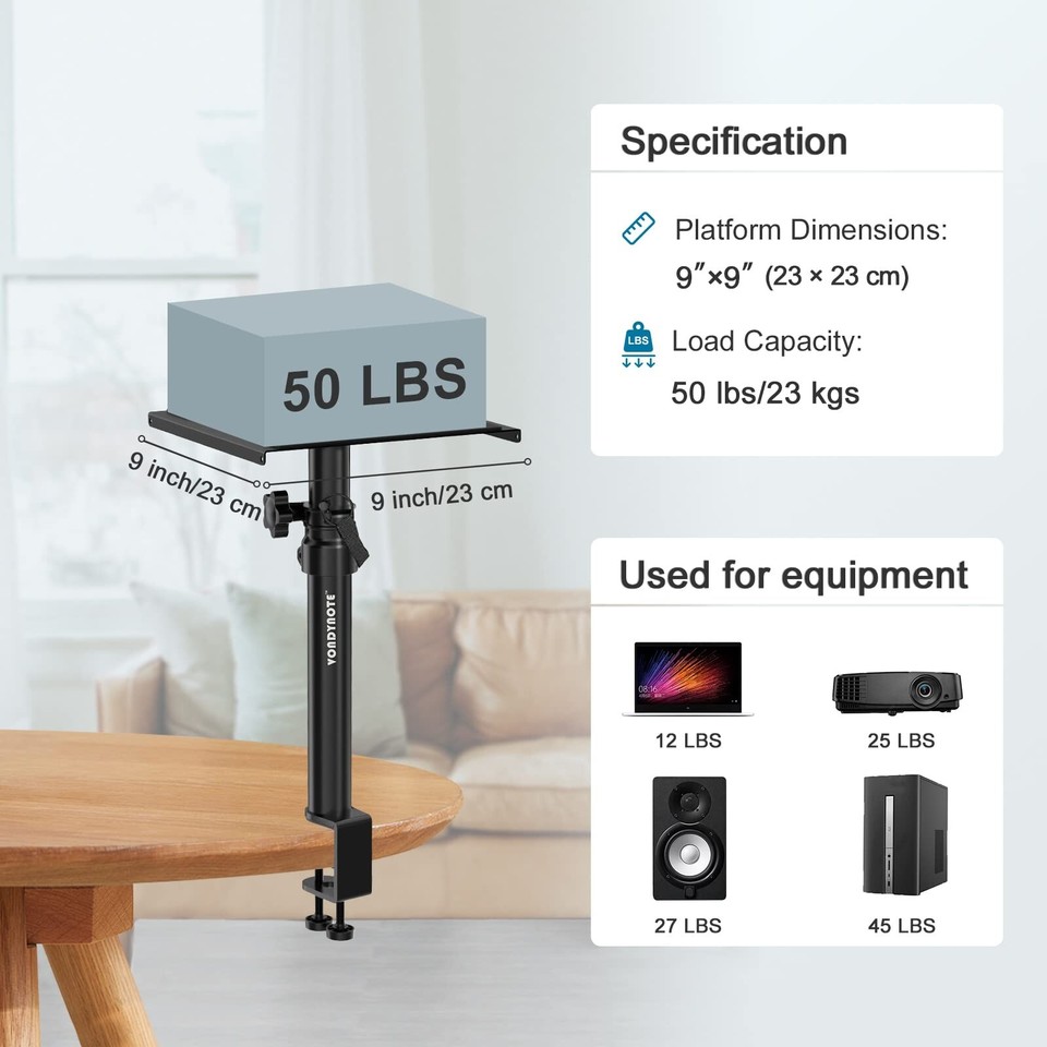 Set of 2 Studio Monitor Stands Desk Clamp Desktop Speaker Stands with ...