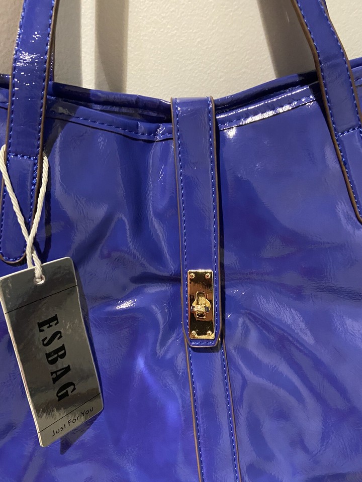 New, ESBAG Collection Solid Blue Faux Leather Bag. | eBay