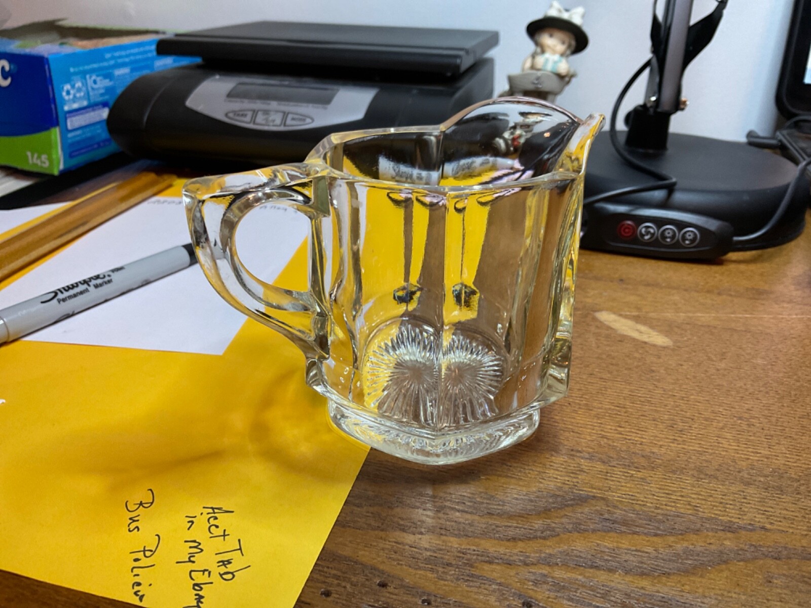 6 Panel Vertical Ribbed Clear Glass Creamer Vintage Starburst | eBay