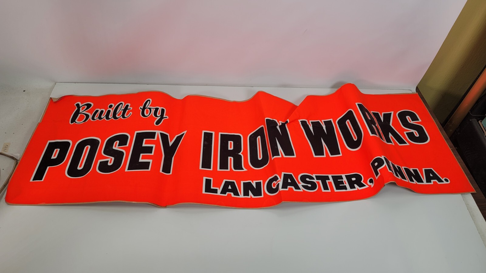 Built by Posey Iron Works Lancaster PA Orange Sticker 40" x 11 1/2" | eBay