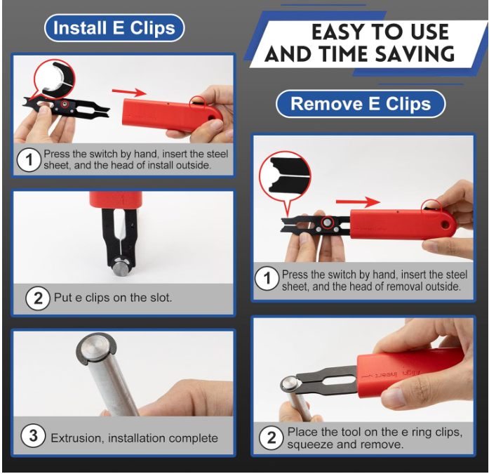 E Clip Tool, E Clips Removal And Installation Assortment Kit Tool Red ...