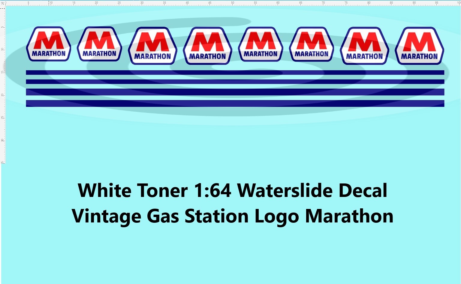 White Toner 1:64 Waterslide Decal Vintage Gas Station Logo Marathon | eBay