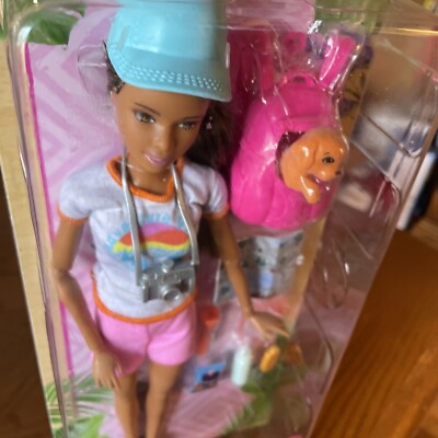 Barbie Hiking Doll, Brunette, with Puppy & 9 Accessories | eBay