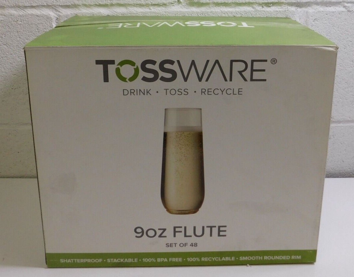 Tossware 9oz Flute - Recyclable Champagne Plastic Cup Set of 48 ...