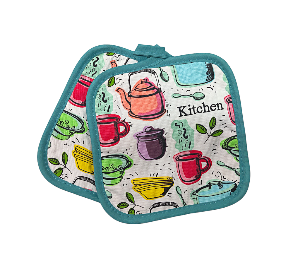 2pc Cotton Pot Holders Kitchen Cooking Baking Oven Pat Trivet Heat ...