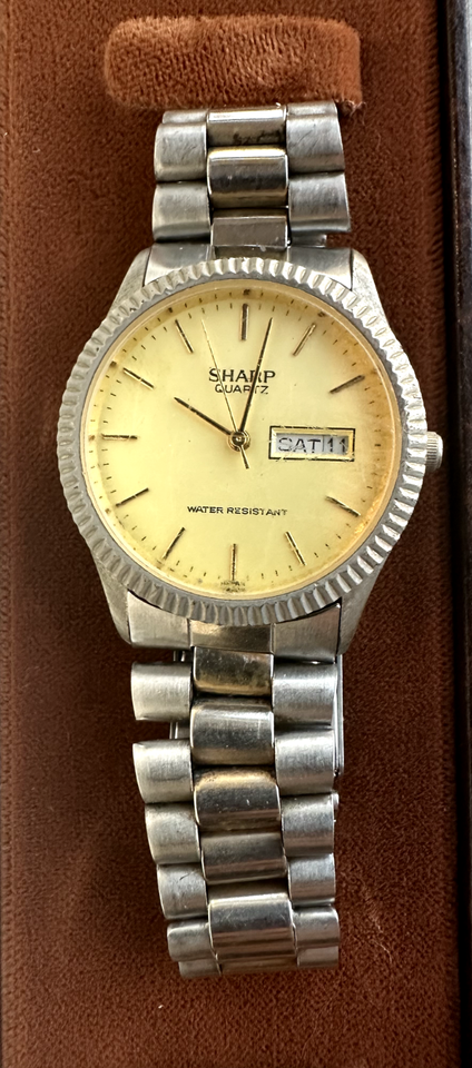 Vintage SHARP Quartz Men's Watch with Day/Date Dual Toned | eBay