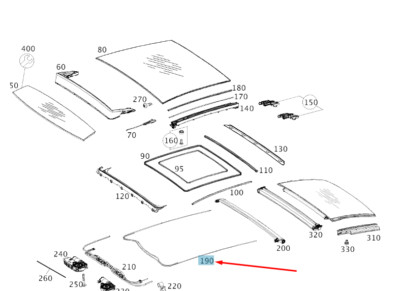 MERCEDES-BENZ C W205 Roof Roller Blind Cable Parts Kit A2057800089 NEW ...