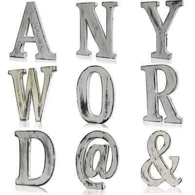 LARGE SHABBY CHIC VINTAGE WHITEWASH WOODEN ANY WORD LETTERS SIGN ...