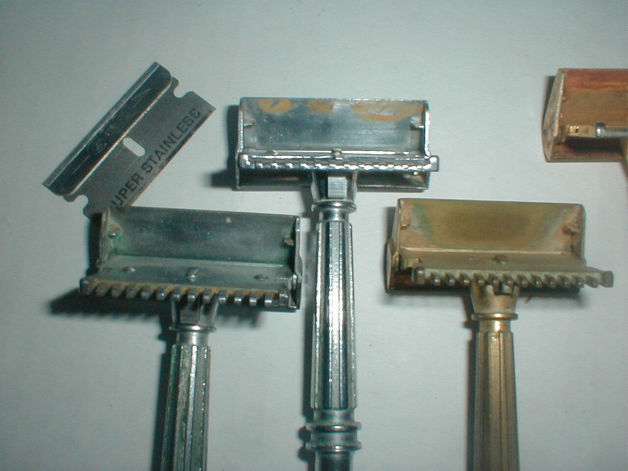 VTG Straight Edge Mechanical Razor Shaver LOT Brass GEM Junior Bakelite ...