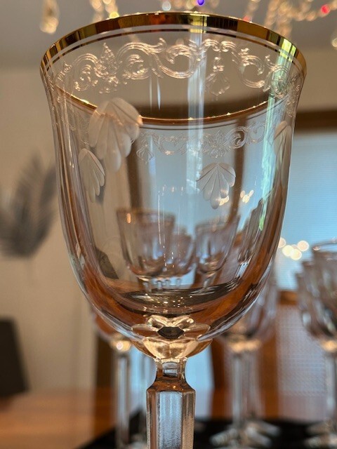 11 LENOX Fine Crystal CLASSIC SHELL Gold Rimmed 10 oz. Water Goblets ...