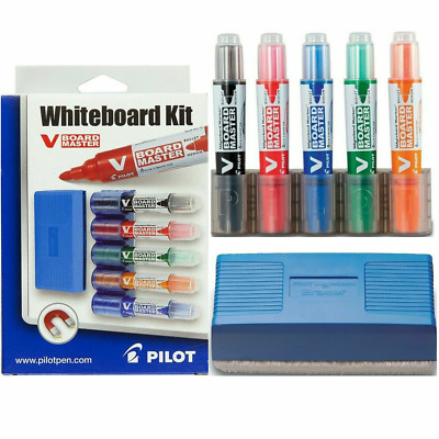 Pilot V Board Master Whiteboard Kit Markers Pens Magnetic Pen Holder ...