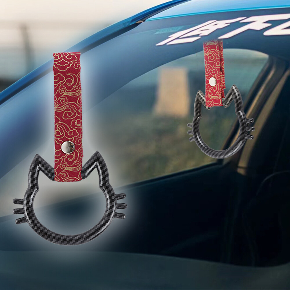 JDM Kitty Cat TSURIKAWA Carbon Ring Car Subway Handle Strap -Nylon Red ...