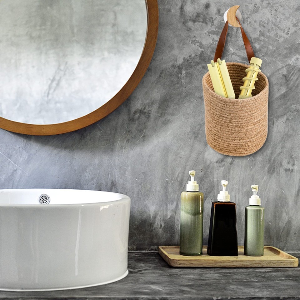 Set of 2 Jute Hanging Basket 7.8" x 6.7", Small Wall Hanging Planter ...