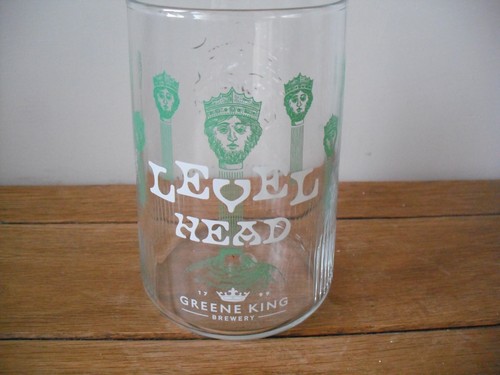 LEVEL HEAD, Greene King, Embossed Pint Glass, Limited Edition | eBay