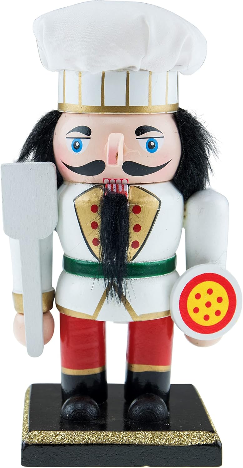 Italian Pizza Chef 6 Inch Traditional Wooden Nutcracker, Festive ...
