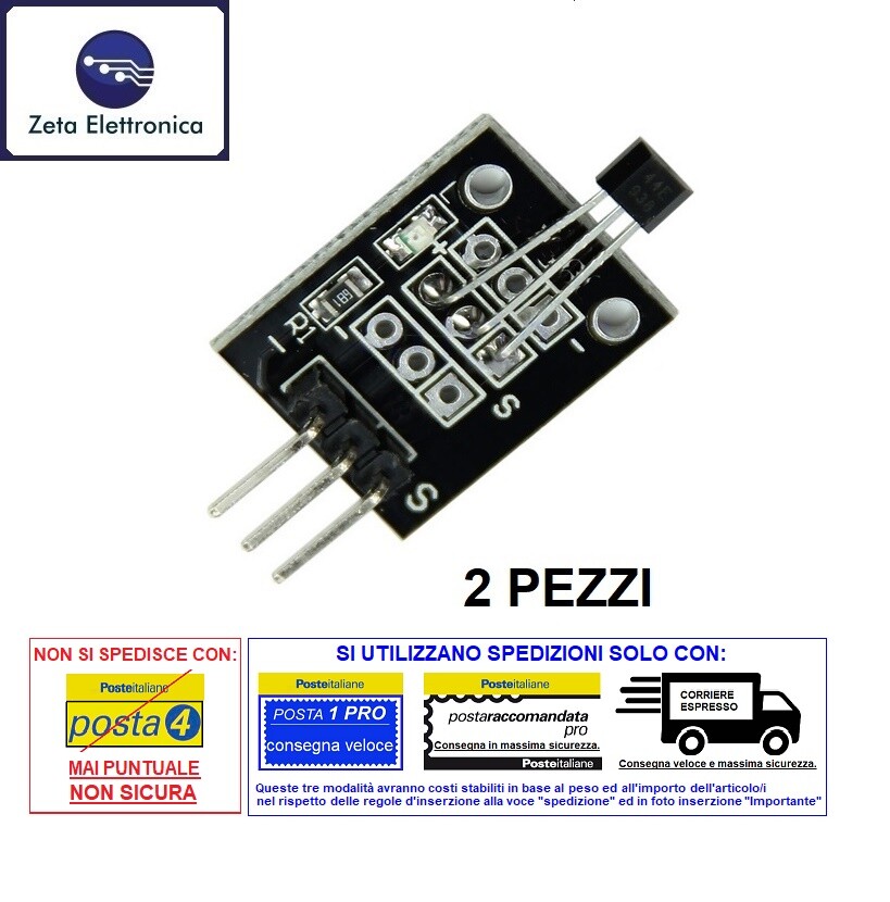2PZ MODULO A3144E SENSORE CAMPO MAGNETICO EFFETTO HALL KEYES KY003 ...