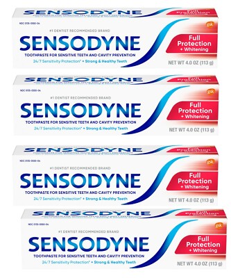 4 Tubes Sensodyne Full Protection + Whitening Sensitive Fluoride ...