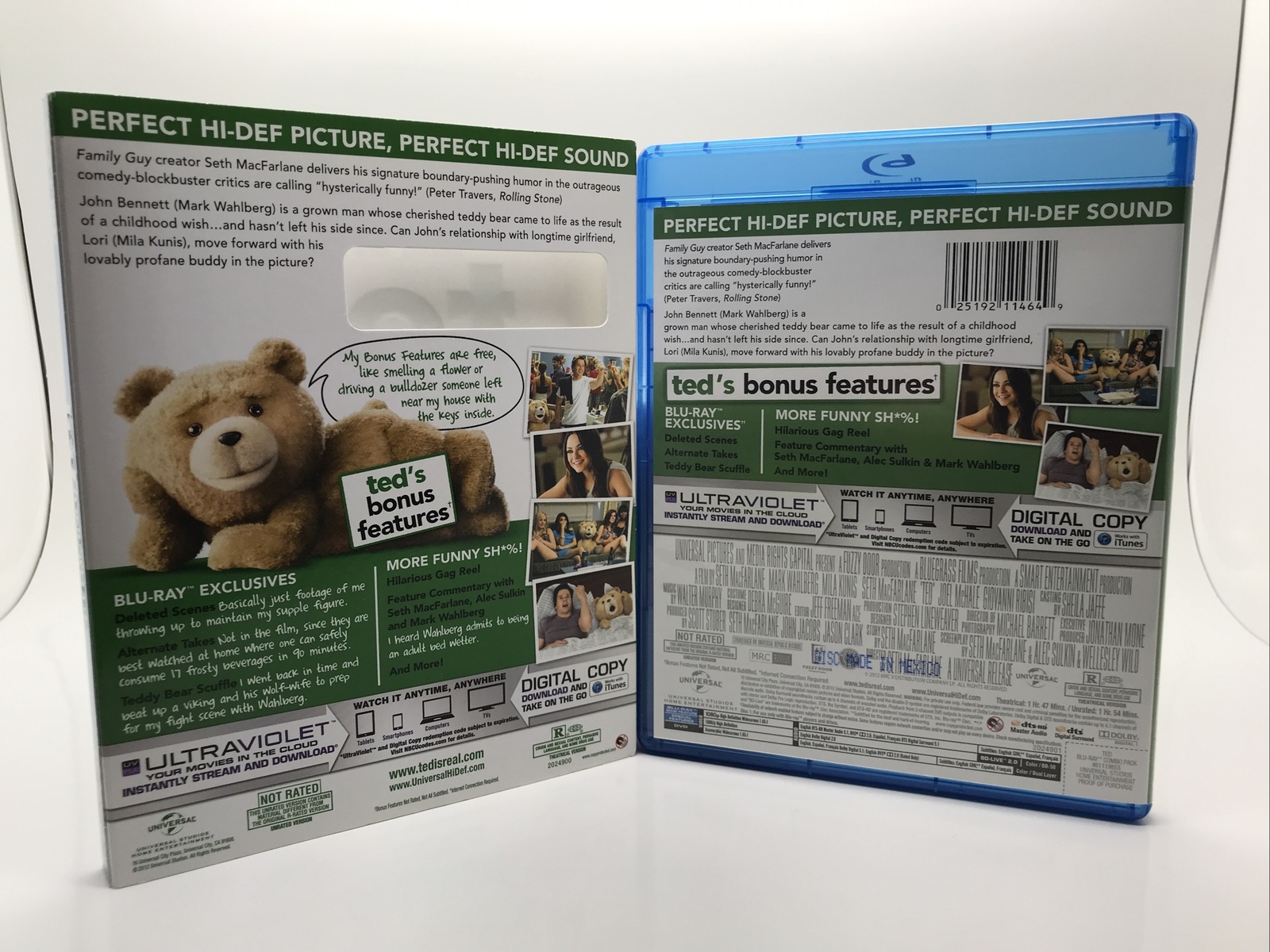 Ted (Blu-ray/DVD, 2012). Unrated. No Digital Code. Mark Wahlberg. Mila ...