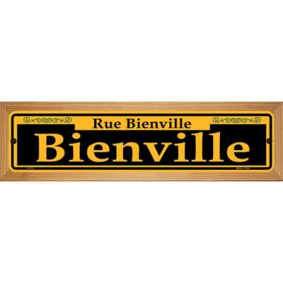 Bienville Yellow Novelty Wood Mounted Small Metal Street Sign WB-K-1173 ...