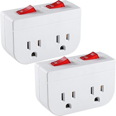 "Grounded Outlet with Double ON Off Switch,2 Port Electrical Outlet ...