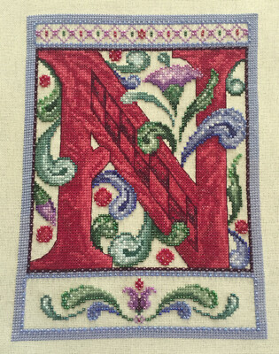 Monogram "N" Completed Cross Stitch with Embellishments - Jim Shore ...
