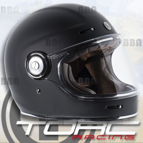 Torc T1 Retro Vintage Matte Black Fiberglass Full Face Motorcycle ...