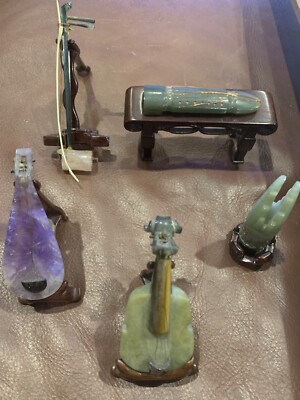 Antique Semi-Precious Jade Stone Mini Chinese Musical Instruments-SET ...