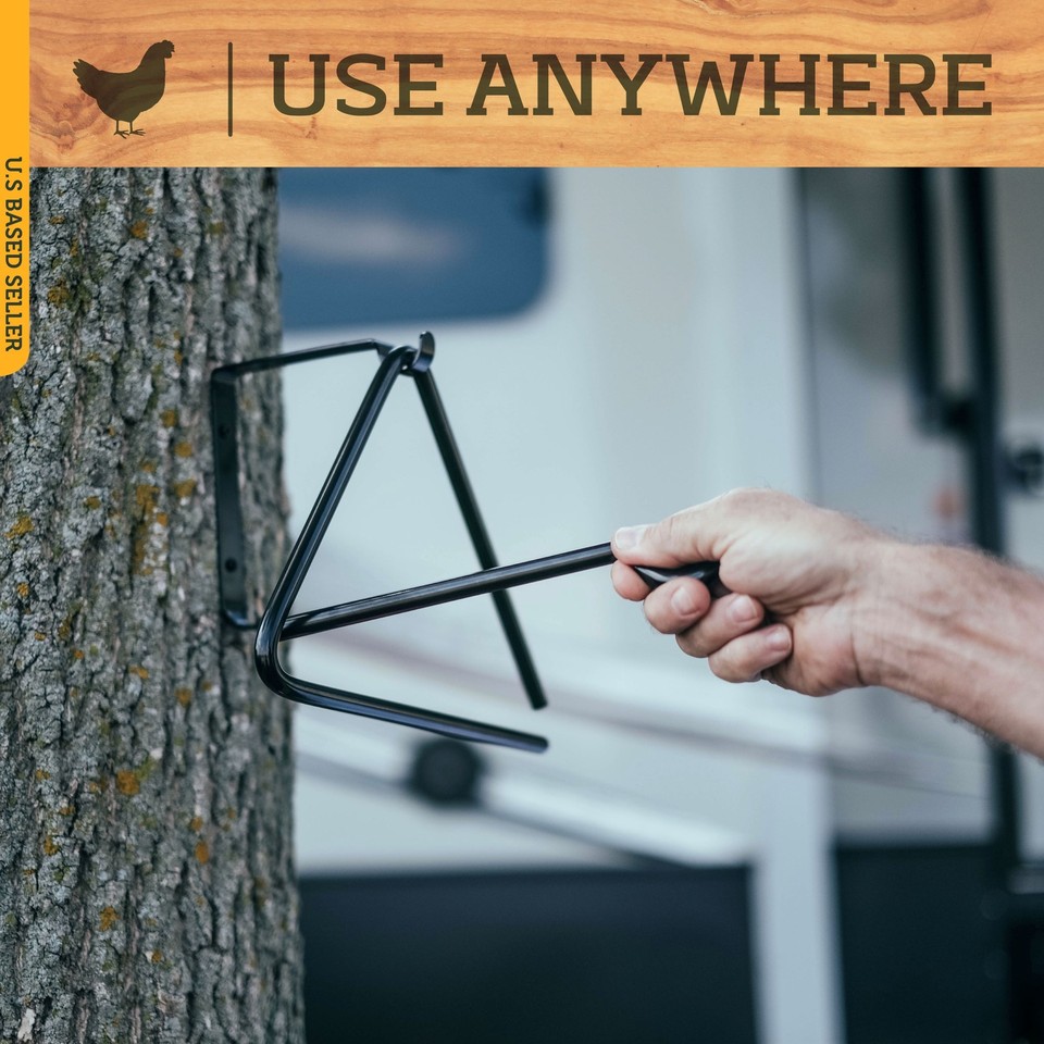 Rural365 Triangle Dinner Bell 8in Cast Iron Dinner Bells Forged Metal ...