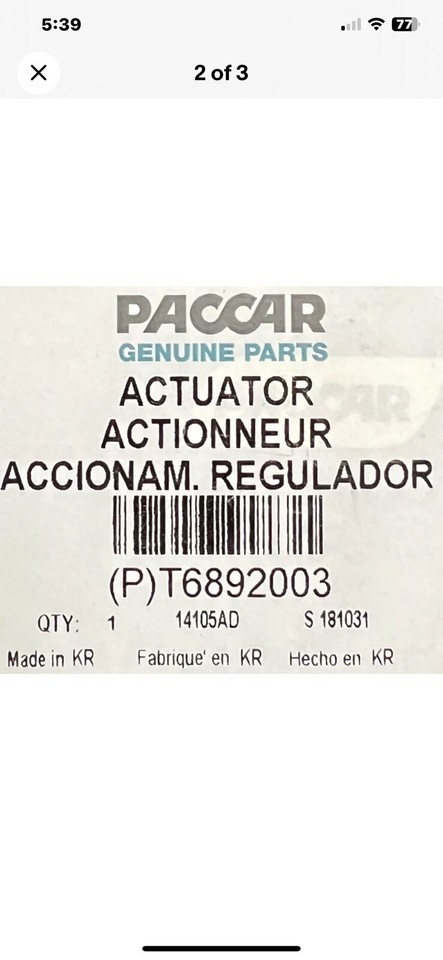 It Fits T6892003 Genuine Paccar Actuator - Temp Mode Recirculation OEM ...