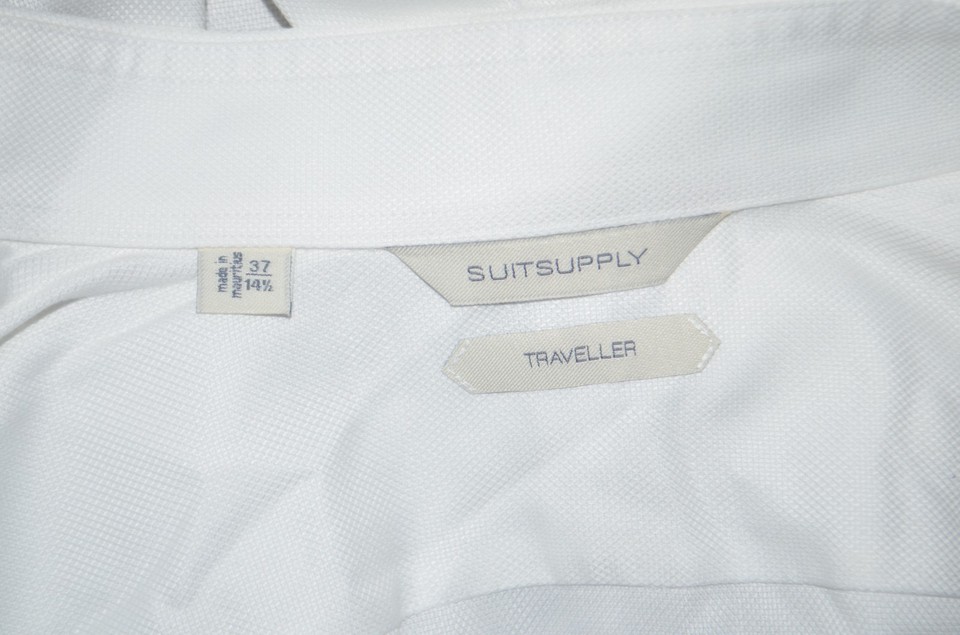 SUITSUPPLY Traveller Royal Oxford Cotton White Dress Shirt Sz 14.5 32/ ...