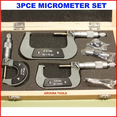 MICROMETERS SET 3pc (0 - 75mm) - NEW IN BOX | eBay