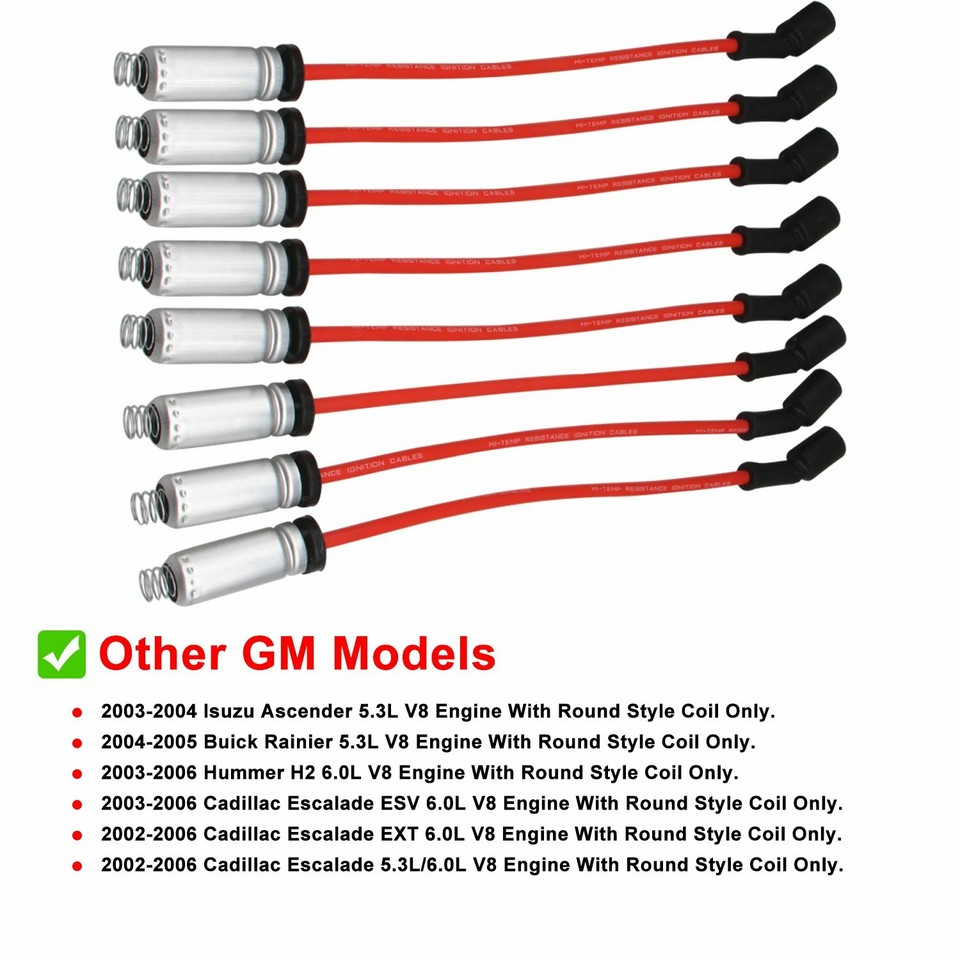 8pcs Ignition Spark Plug Wires Cable Set For Chevrolet GMC 9748GG ...