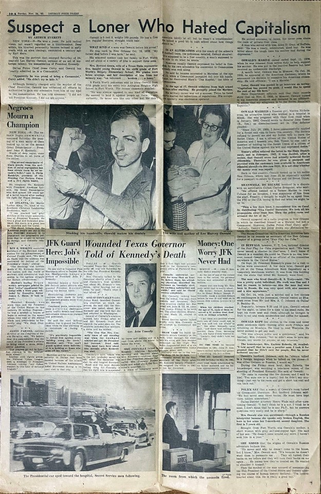 Antique Newspaper - Kennedy Assassination, Detroit Free Press November ...